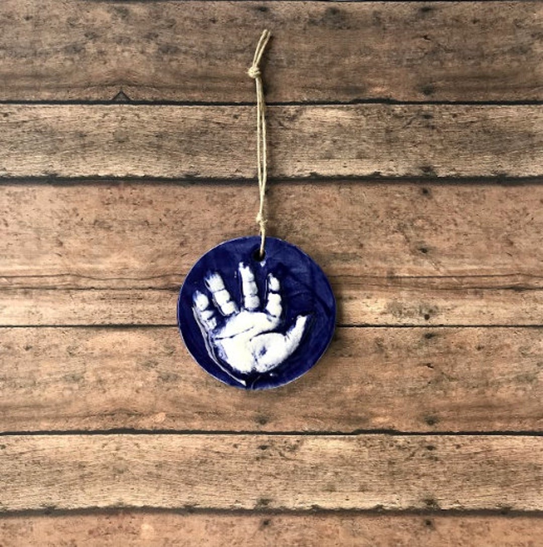 Single Handprint 3-4 Inch Circle Ornament Kit in Cobalt Blue - Etsy