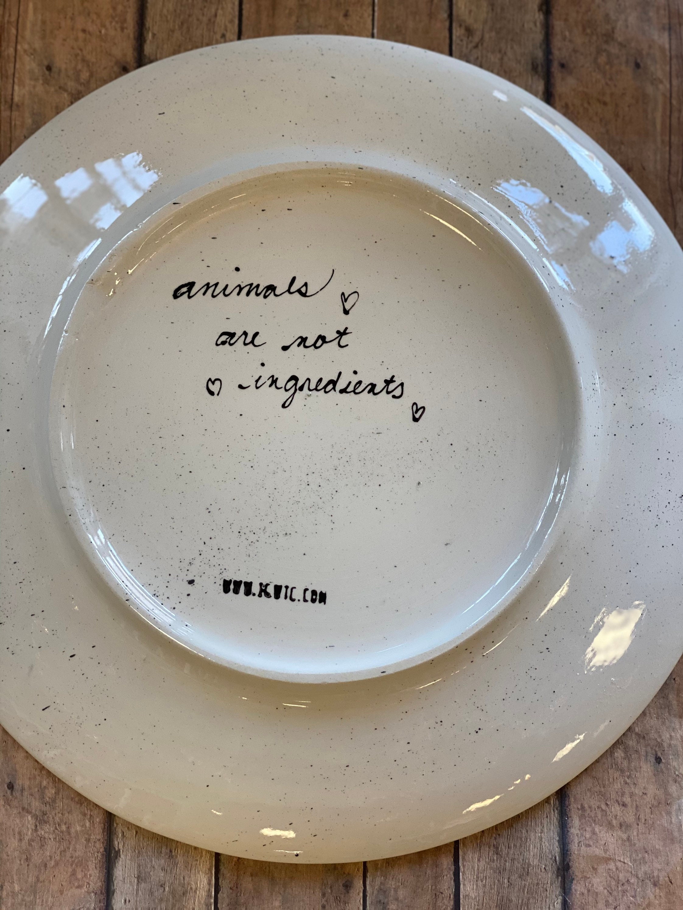 Winner Winner Vegan Round Serving Plate Hand Painted With Chicken Retro ...