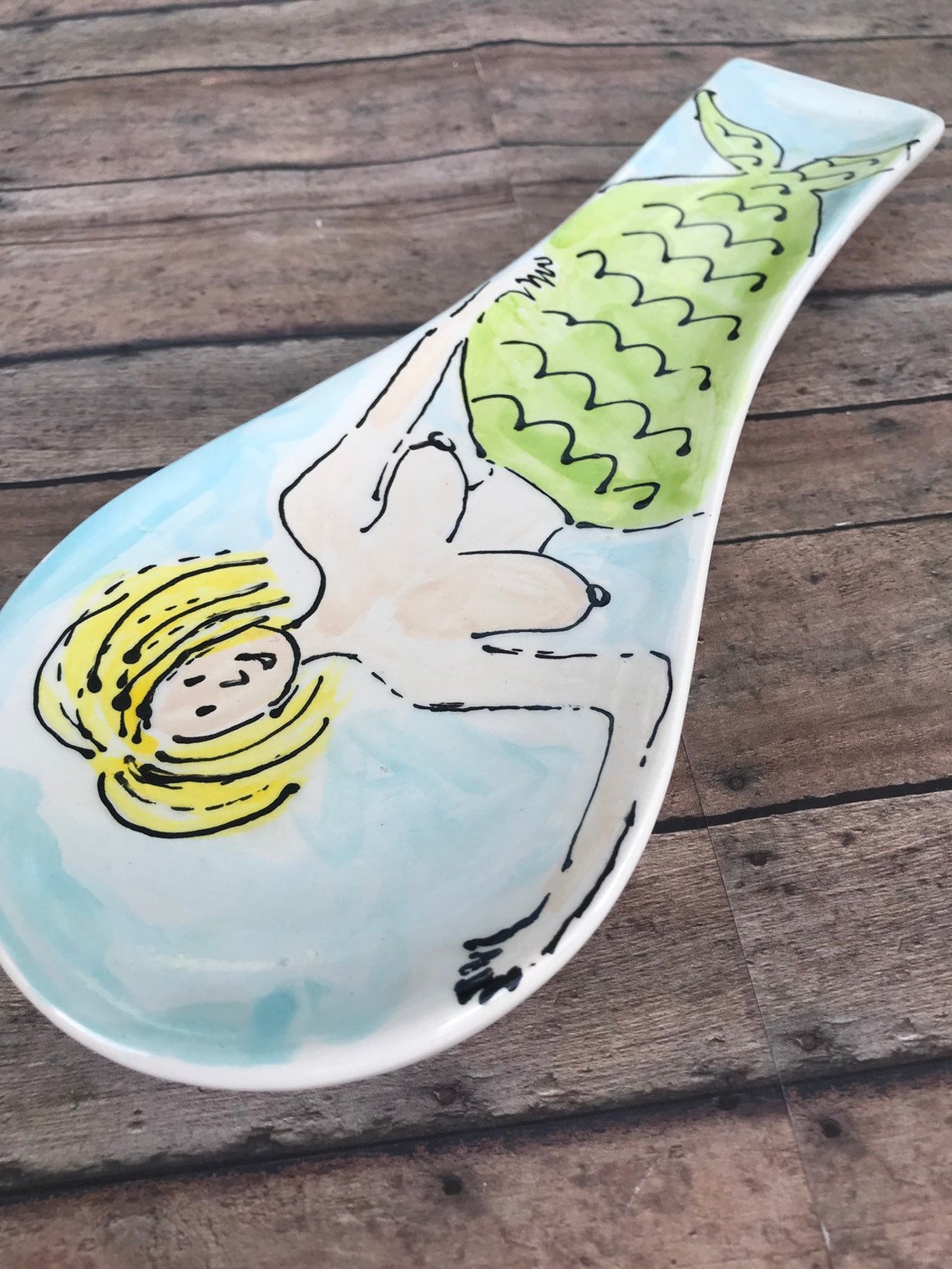 Mermaid Spoon Rest With Short Blonde Bob | Etsy