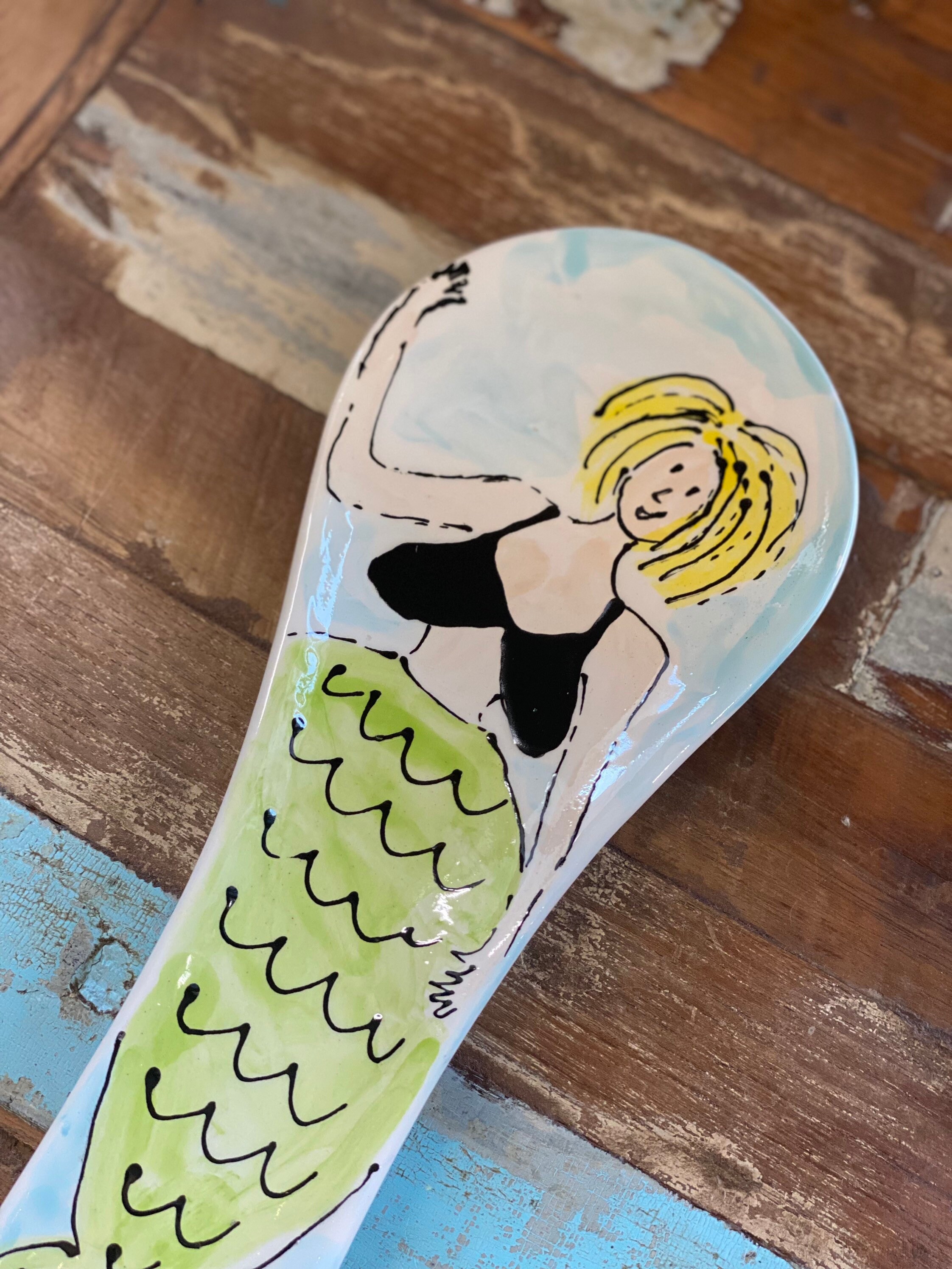 Mermaid Spoon Rest With Short Blonde Bob - Etsy