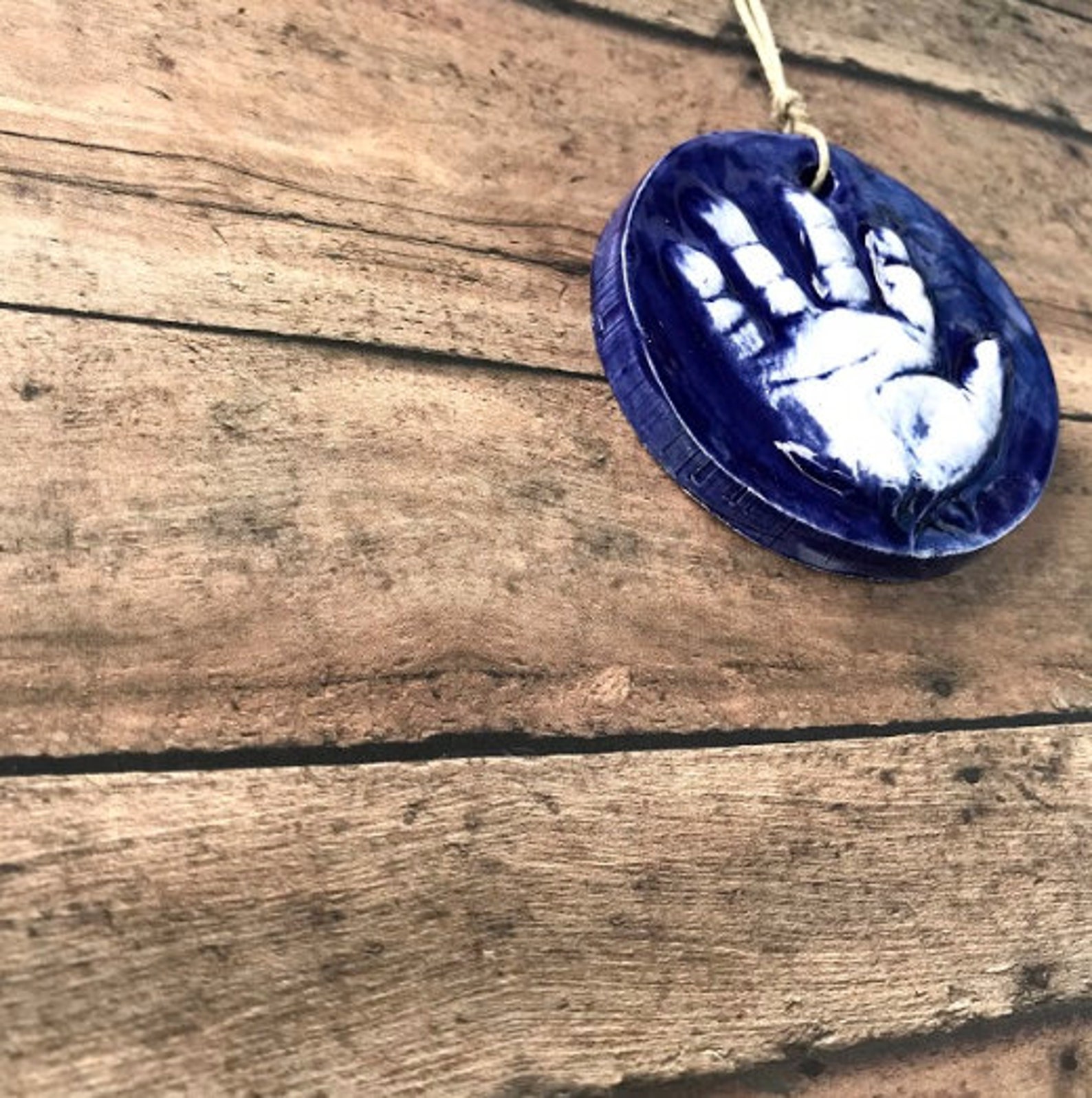 Single Handprint 3-4 Inch Circle Ornament Kit in Cobalt Blue - Etsy