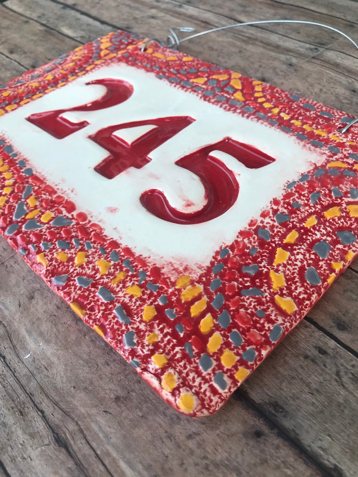 Red House Number Ceramic Tile Mosaic Look Bordered House - Etsy