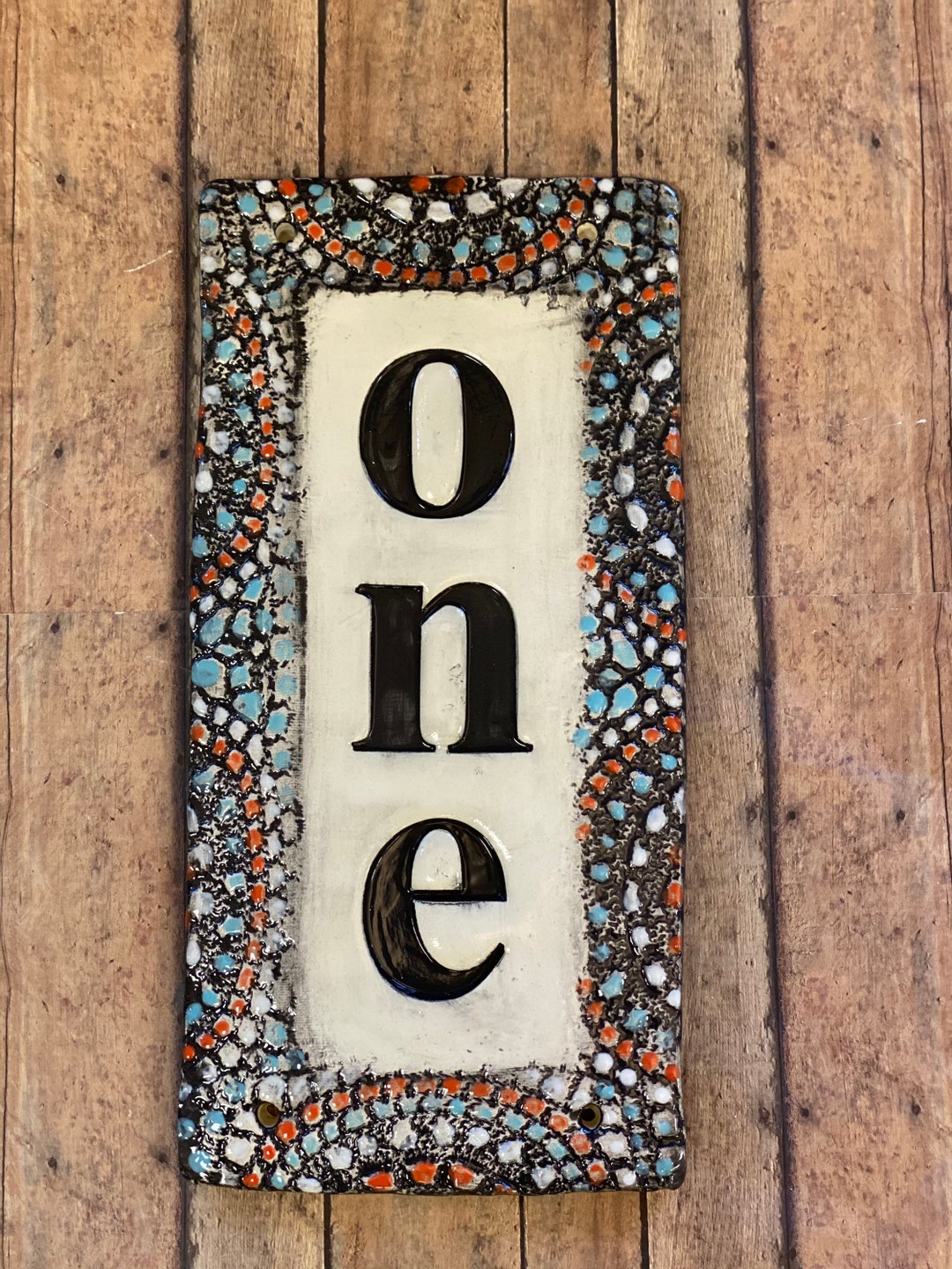House Number Sign Home Address Plaque Modern Design With Mosaic Look ...