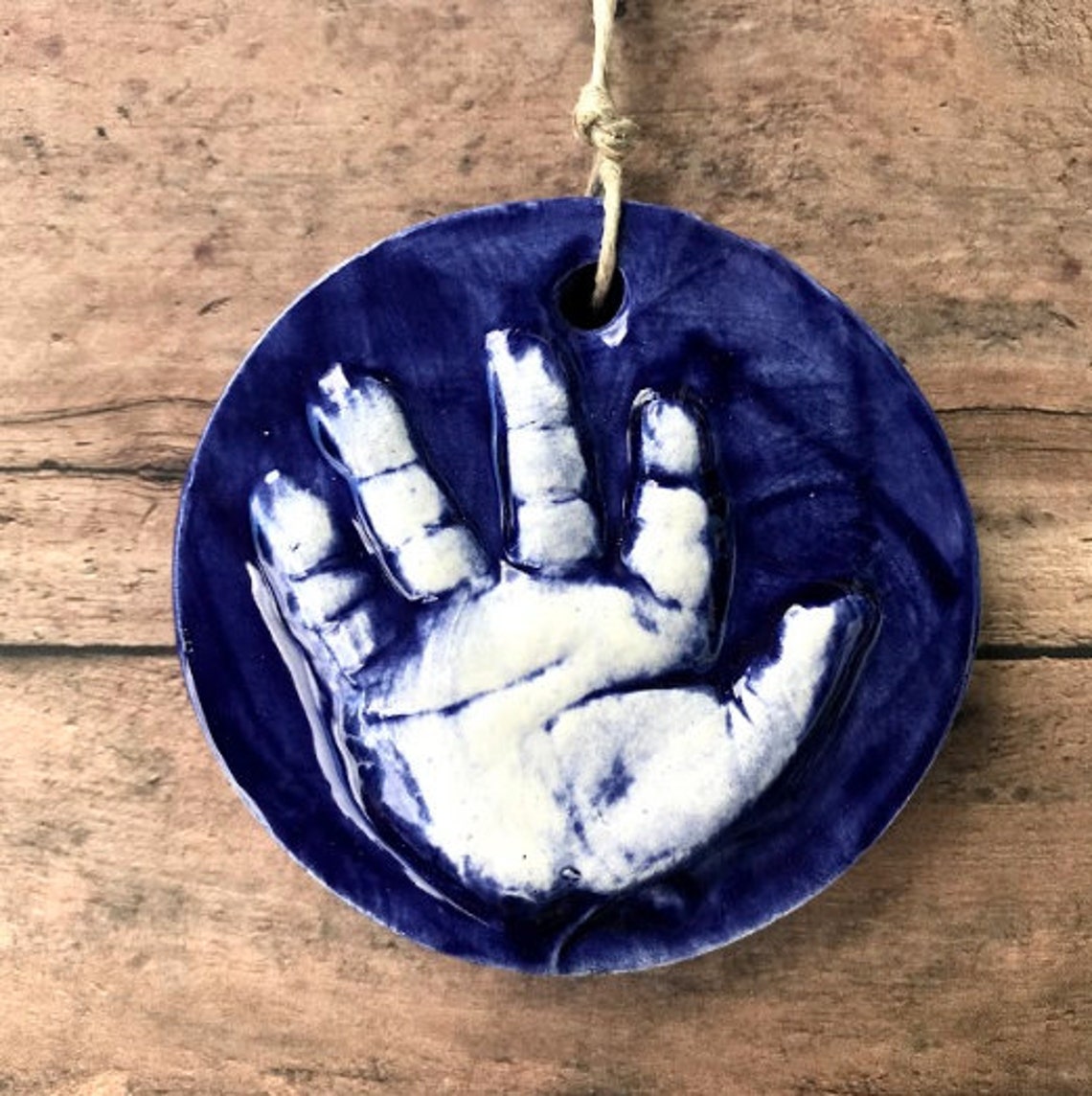 Single Handprint 3-4 Inch Circle Ornament Kit in Cobalt Blue - Etsy