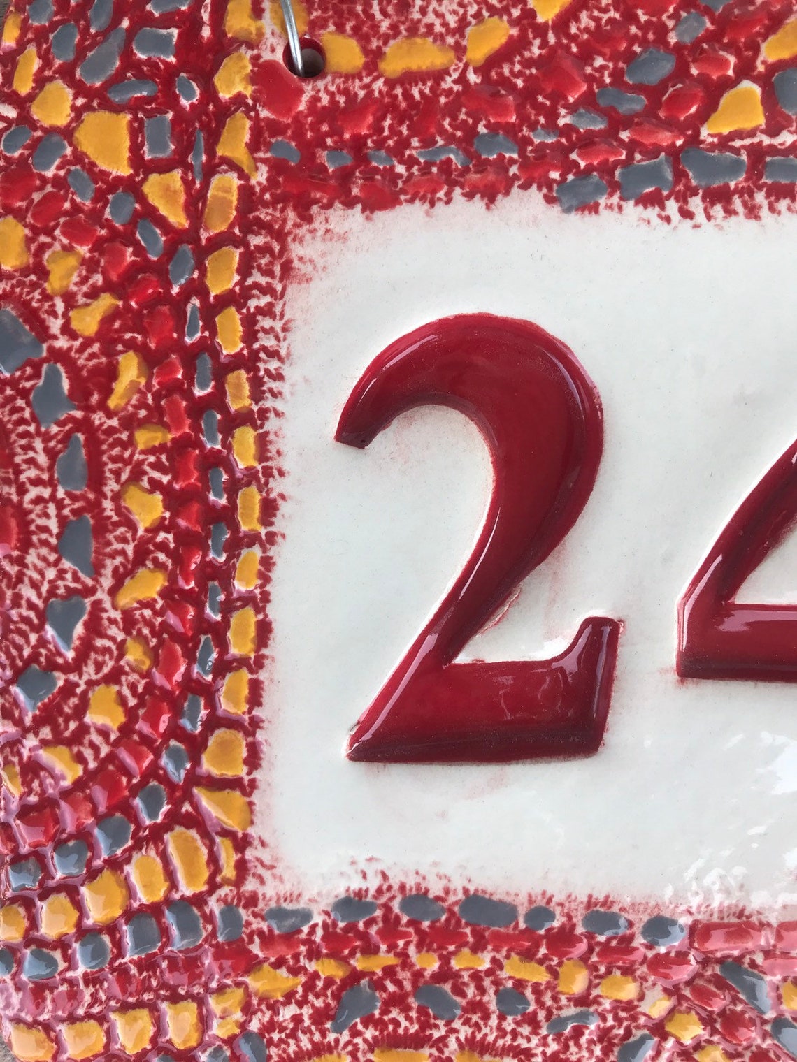 Red House Number Ceramic Tile Mosaic Look Bordered House - Etsy