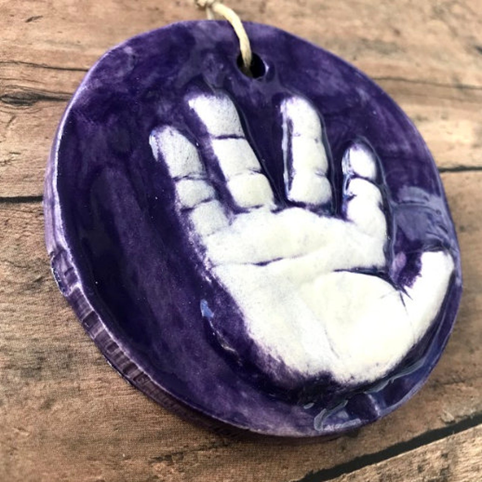 Single Handprint 3-4 Inch Circle Ornament Kit in Violet Purple for ...