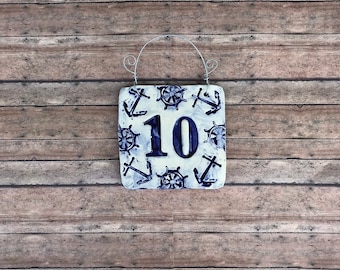 Navy Blue House Number Sign - Etsy