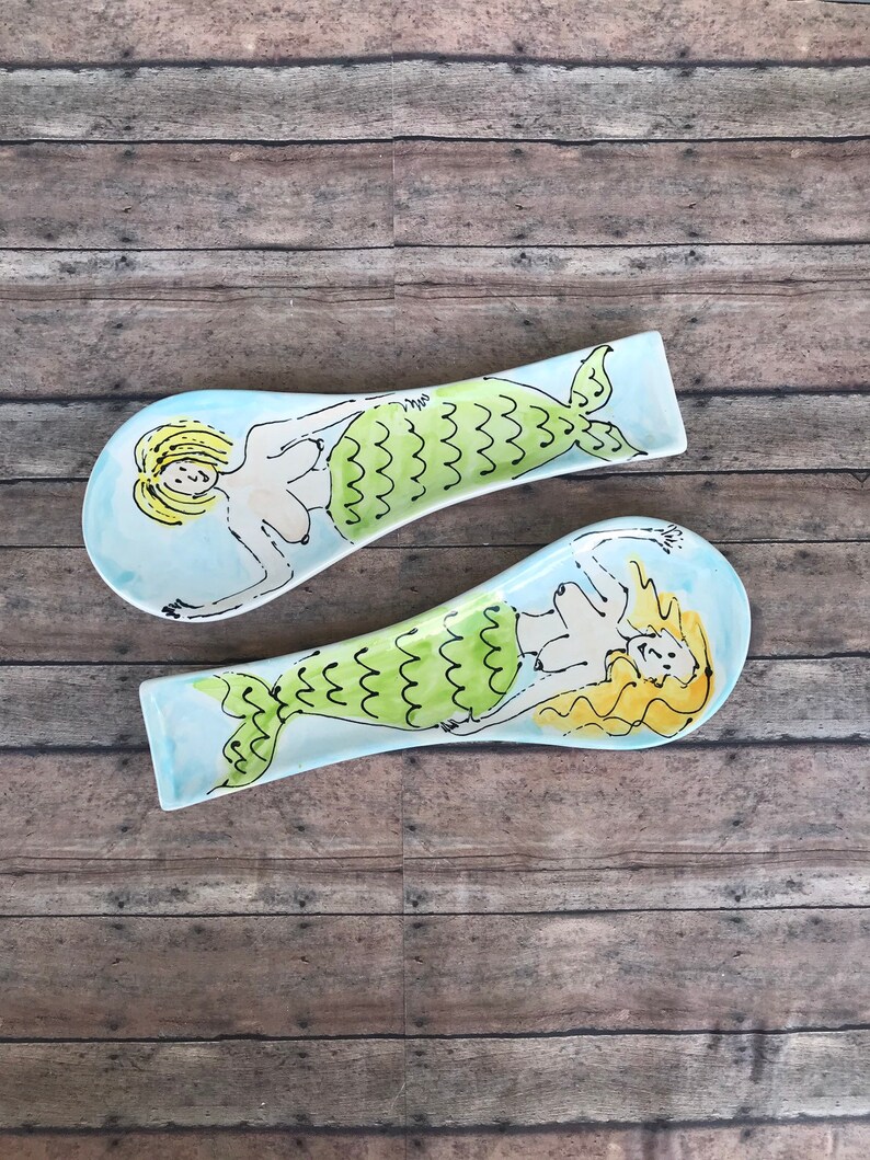 Mermaid Spoon Rest With Short Blonde Bob | Etsy