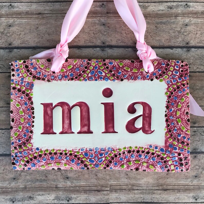 Baby Name Sign in Ceramic Baby Name Nursery Decor Baby Name in - Etsy
