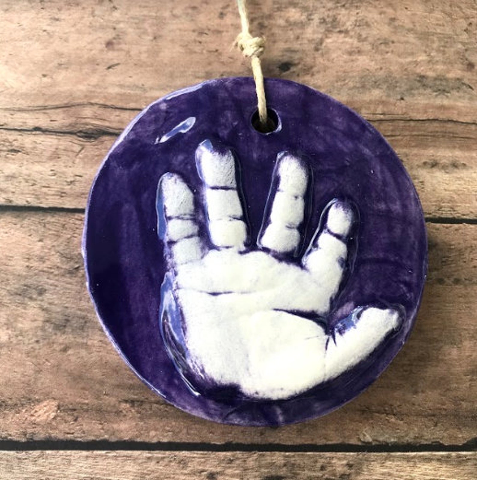 Single Handprint 3-4 Inch Circle Ornament Kit in Violet Purple for ...