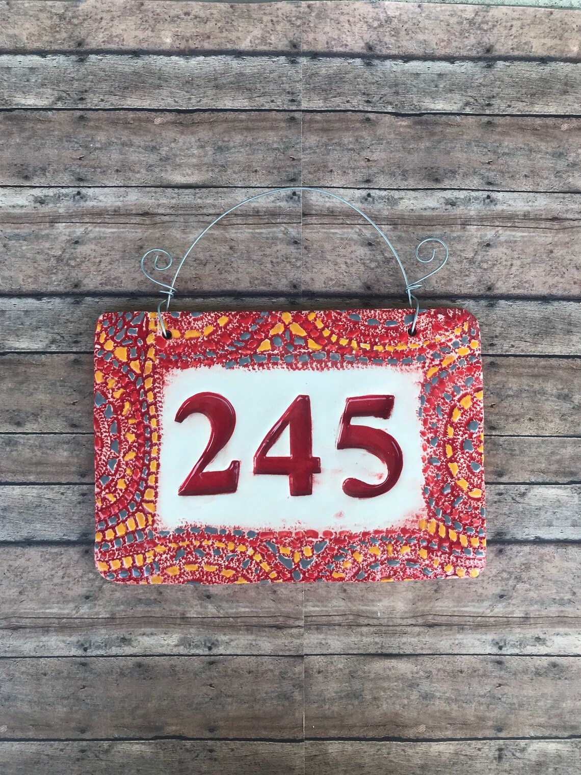 Red House Number Ceramic Tile Mosaic Look Bordered House - Etsy