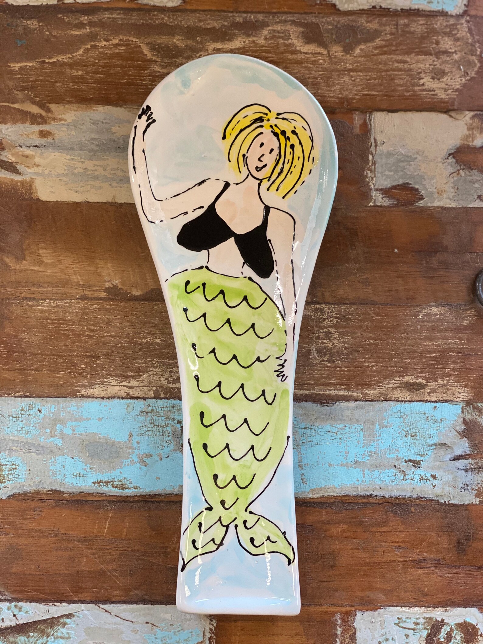 Mermaid Spoon Rest With Short Blonde Bob - Etsy