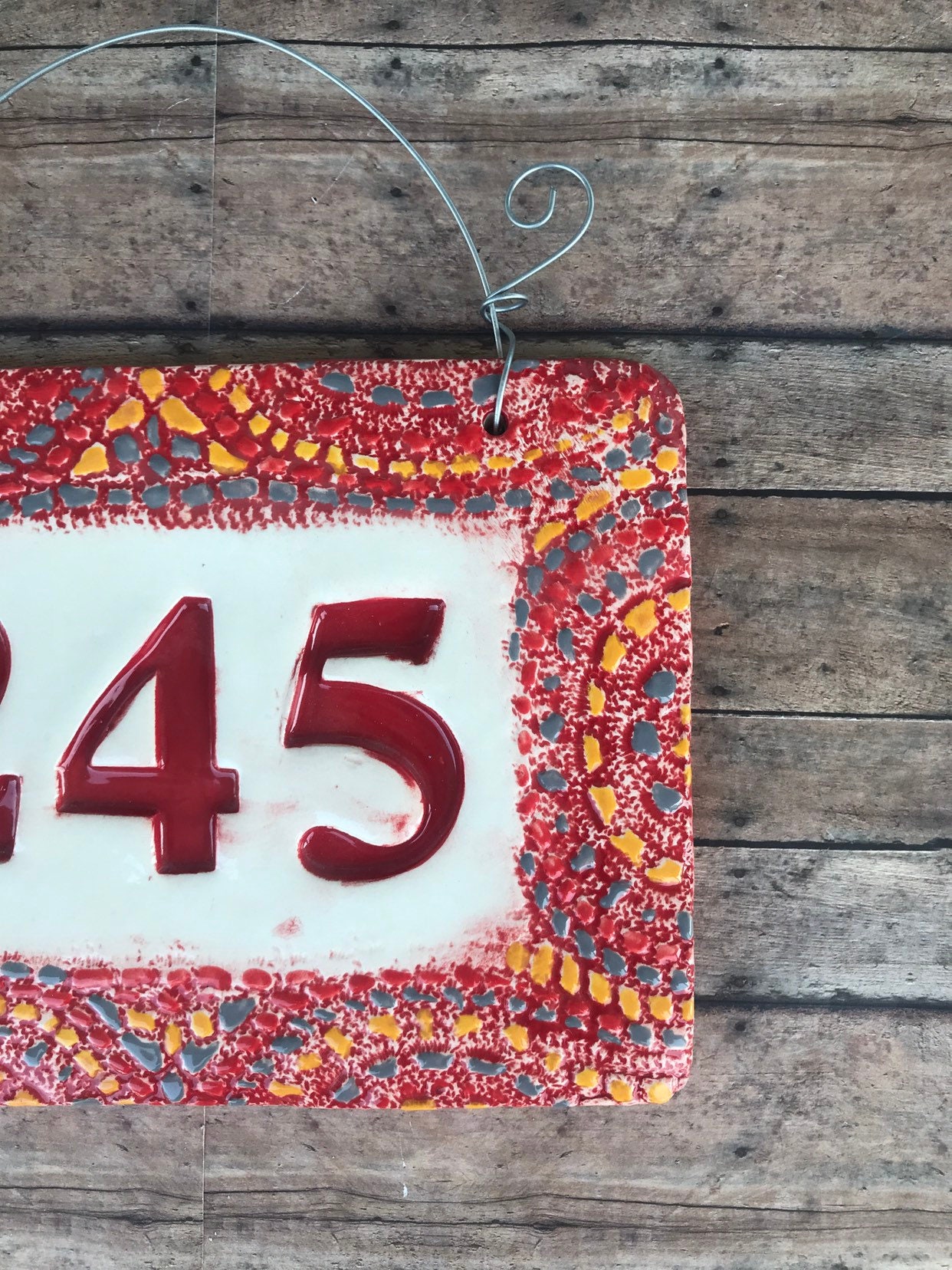 Red House Number Ceramic Tile Mosaic Look Bordered House - Etsy