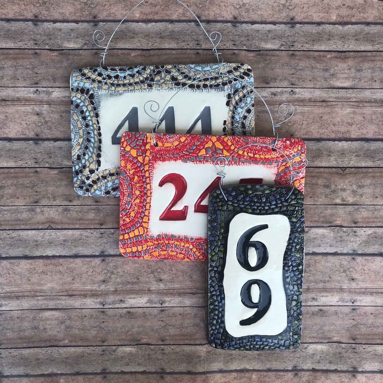 Red House Number Ceramic Tile Mosaic Look Bordered House - Etsy