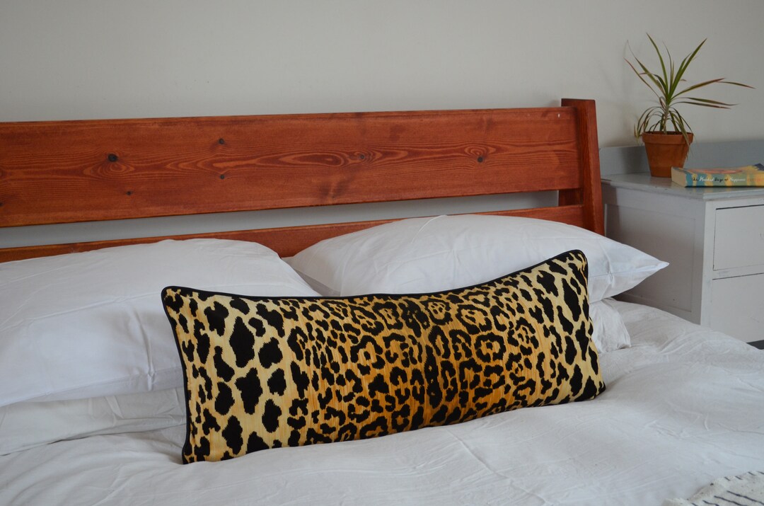 Leopard Velvet Lumbar Pillow – Designer Braemore Jamil Fabric, Black ...
