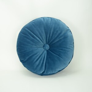 Round Velvet Pillow // Blue Round Tufted Pillow // Round Tufted Pillow ...