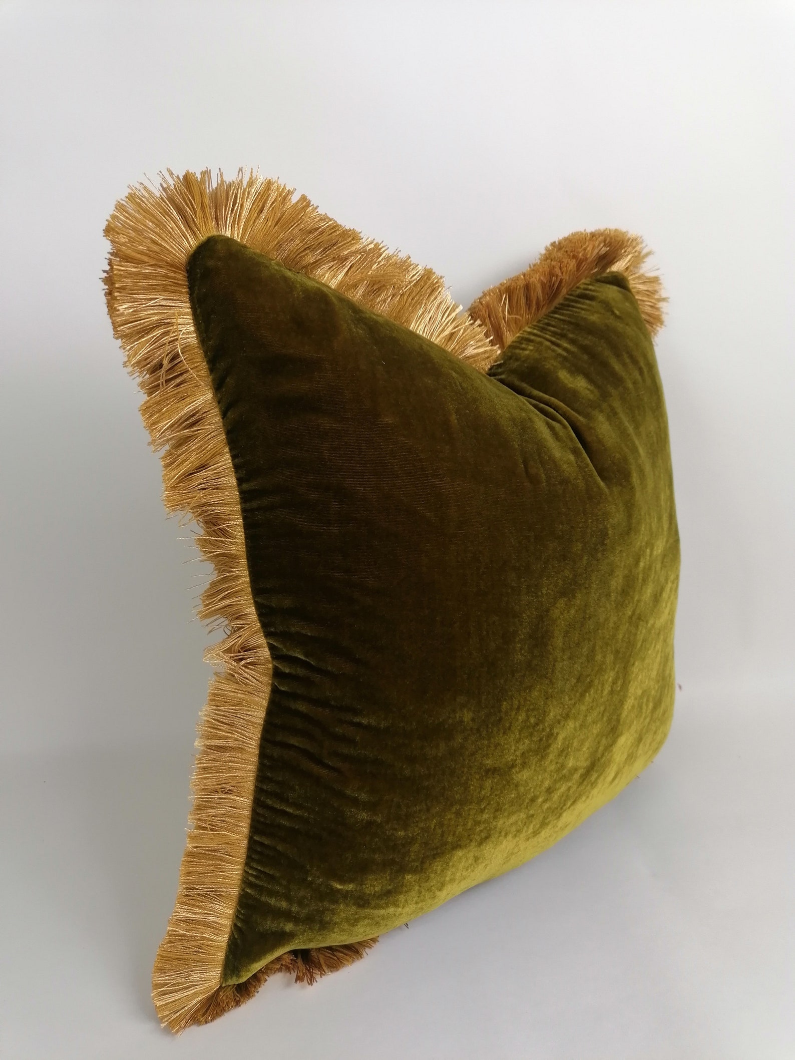 Chartreuse Silk Velvet Pillow // Green Silk Velvet Cushion | Etsy