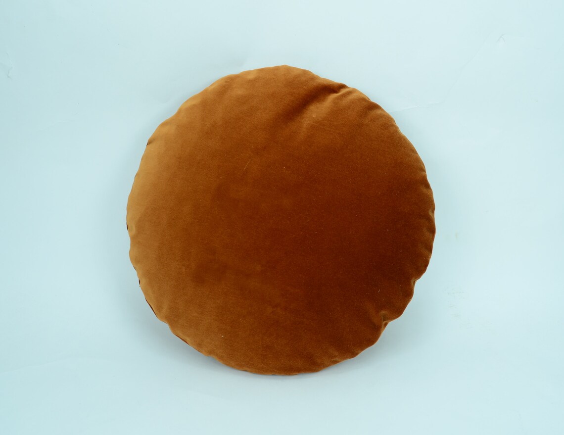 Round Copper Velvet Cushion // Round Velvet Pillow // Round Pillow ...