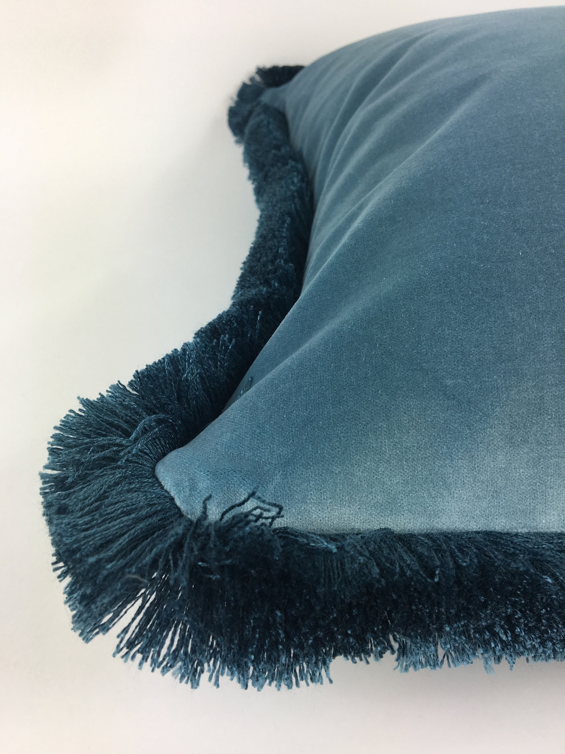 Blue Velvet Pillow // Blue Fringe Pillow // Blue Monochrome - Etsy