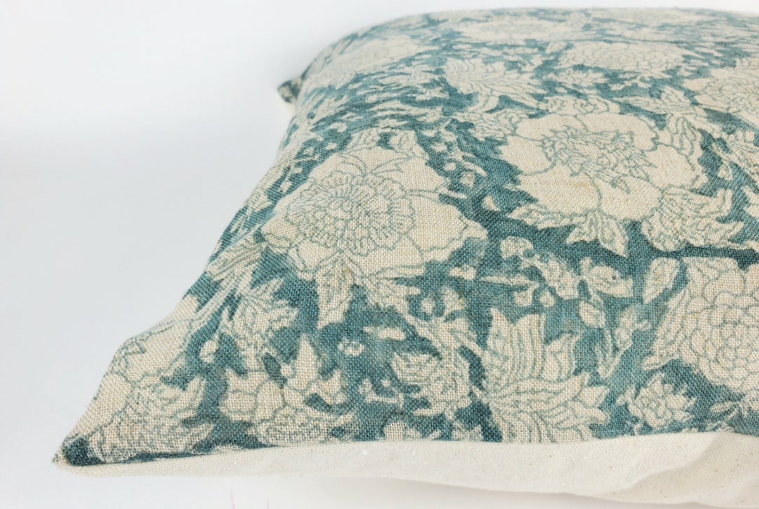 Blue Block Print Pillow, Blue Block Print Cushion, Blue Printed Cushion ...