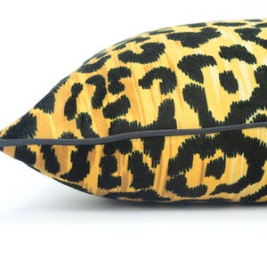 Leopard Velvet Lumbar Pillow – Designer Braemore Jamil Fabric, Black ...