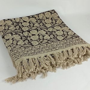 Block Print Throw Blanket, Tassel Throw Blanket, Block Printed Blanket ...