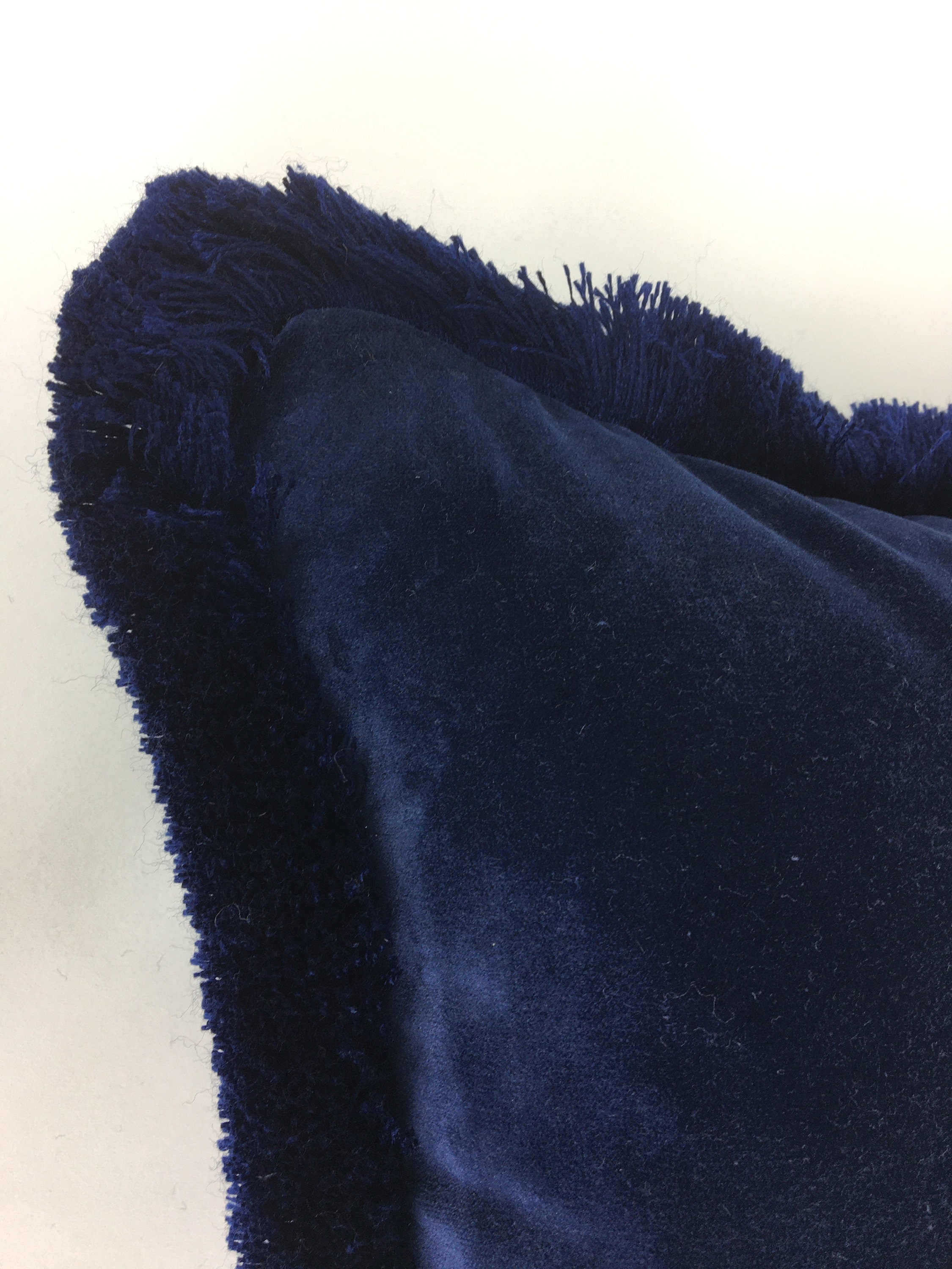 Navy Brush Fringe Pillow // Midnight Blue Velvet Pillow // - Etsy