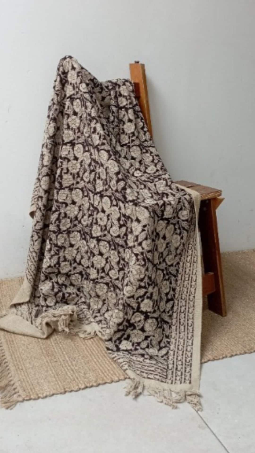 Block Print Throw Blanket, Tassel Throw Blanket, Block Printed Blanket ...