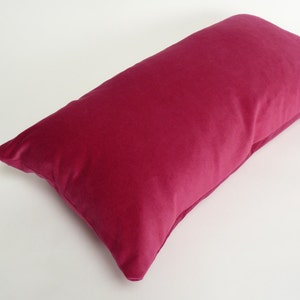 Raspberry Rectangle Velvet Pillow Case // Lumbar Velvet Cushion ...