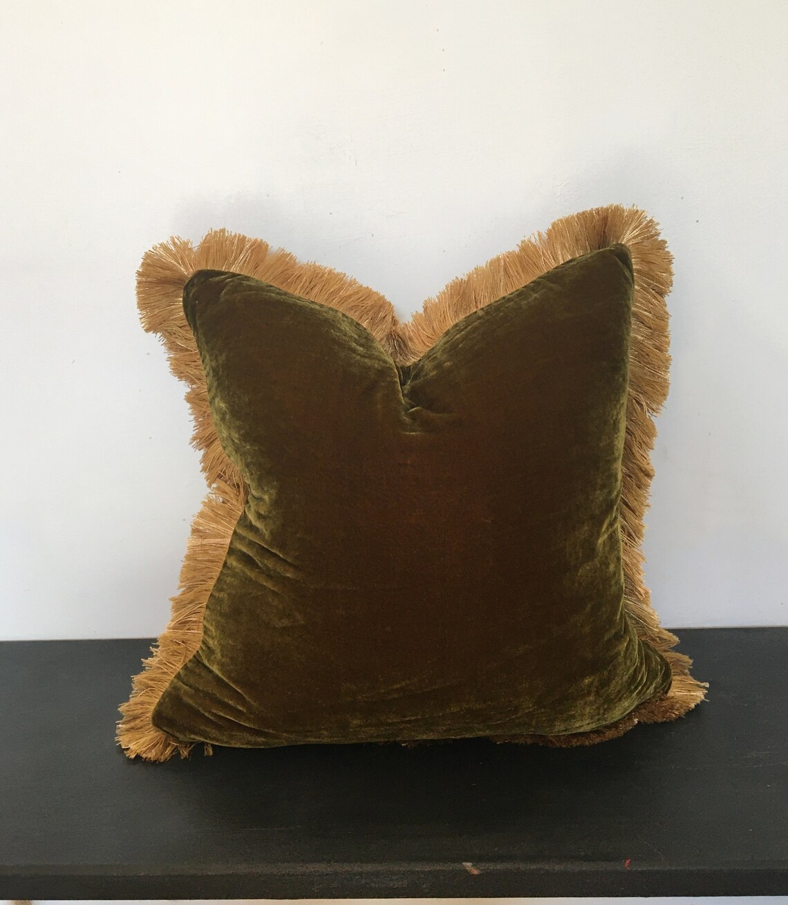 Chartreuse silk velvet pillow // green silk velvet cushion | Etsy