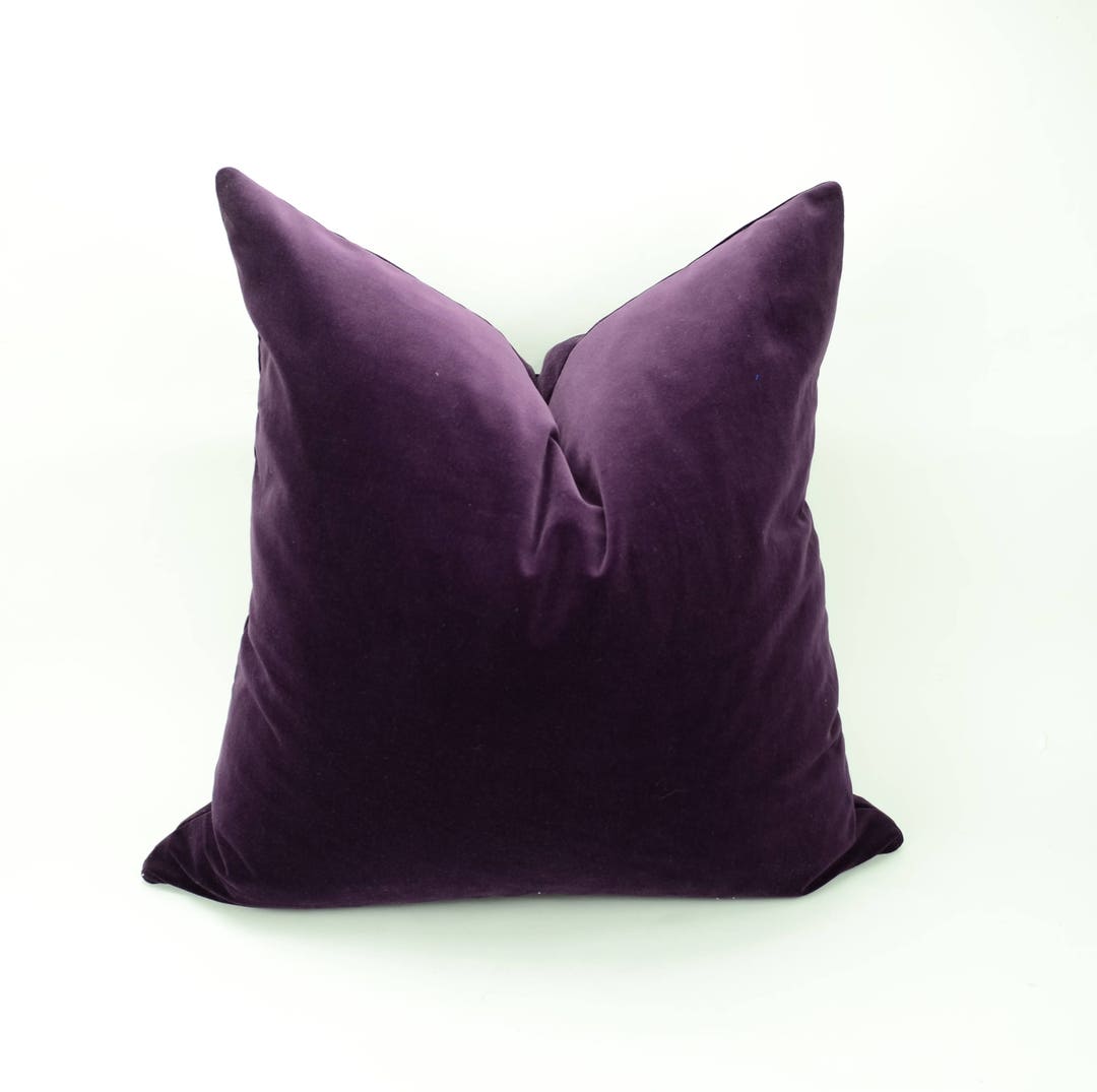 Plum Velvet Pillow Cover – Luxe Cotton Velvet Cushion – Dark Purple ...