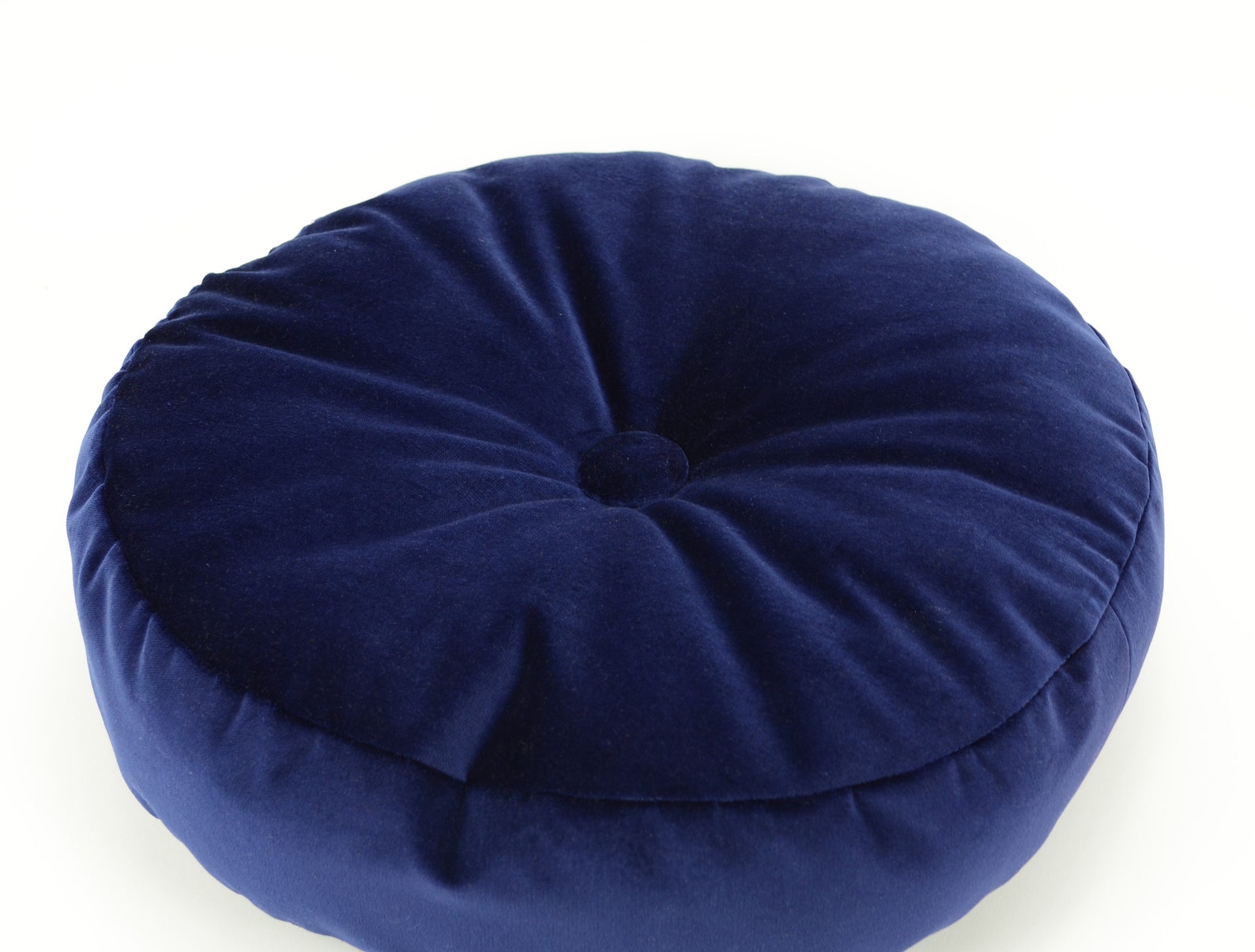 Midnight Blue Velvet Cushion // Round Velvet Pouf Pillow // - Etsy