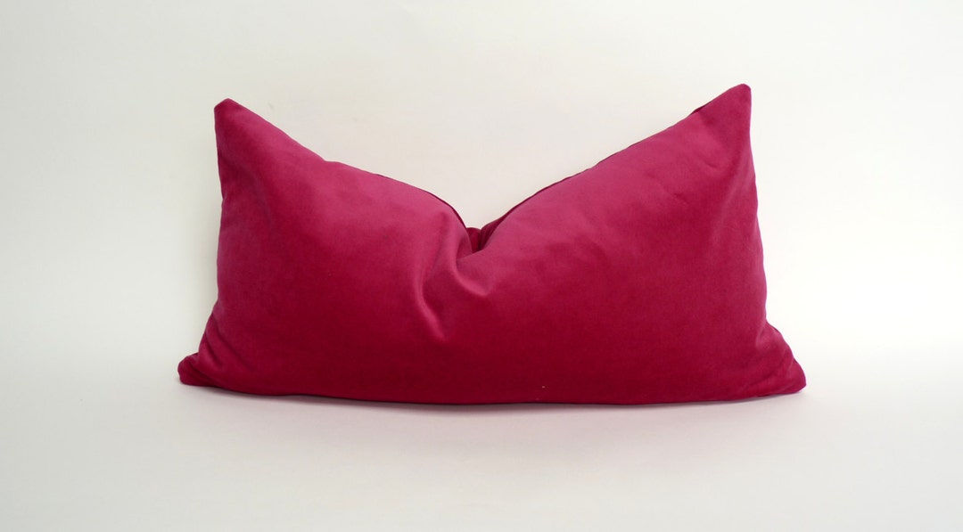 Raspberry Rectangle Velvet Pillow Case // Lumbar Velvet Cushion ...