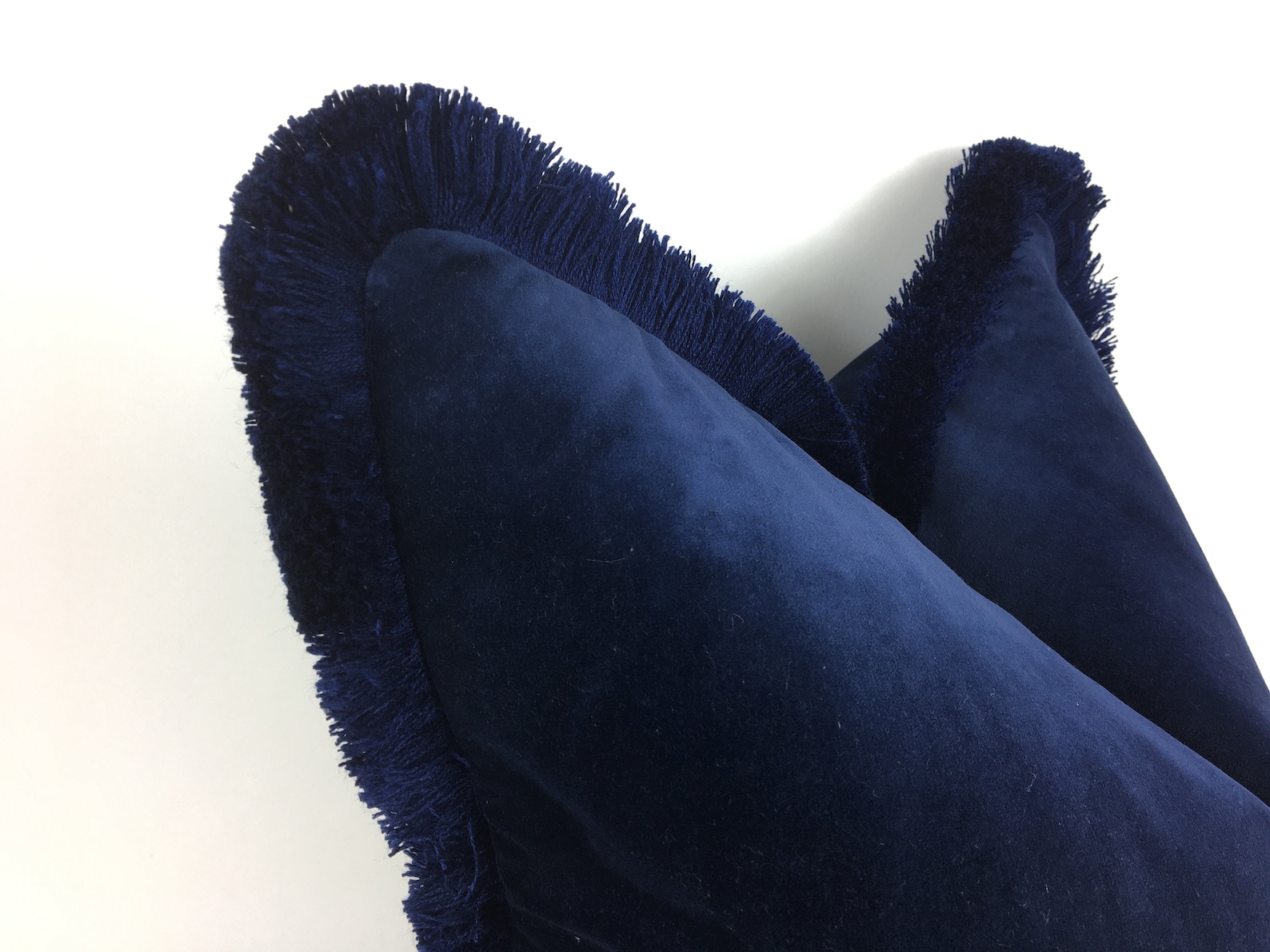 Navy Brush Fringe Pillow // Midnight Blue Velvet Pillow // - Etsy