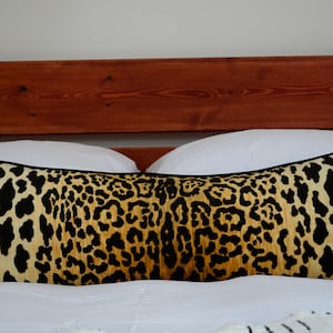 Leopard Velvet Lumbar Pillow – Designer Braemore Jamil Fabric, Black ...