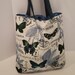 Blue Butterfly Print Canvas Tote Bag, Handmade Fabric Tote With Pockets ...