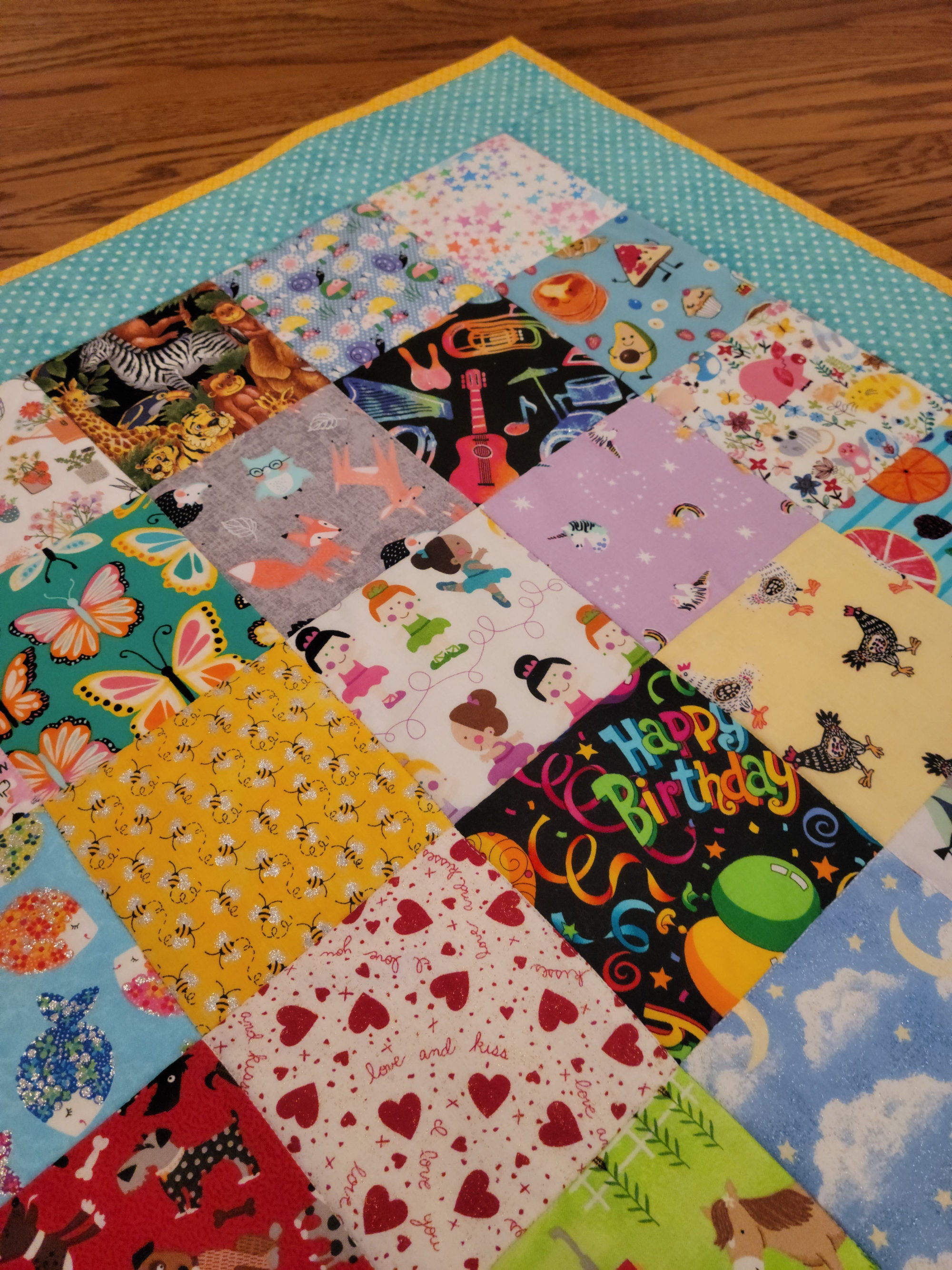 I Spy Baby Quilt, Multi-color Girl Quilted Play Mat, Kids Play Quilt ...