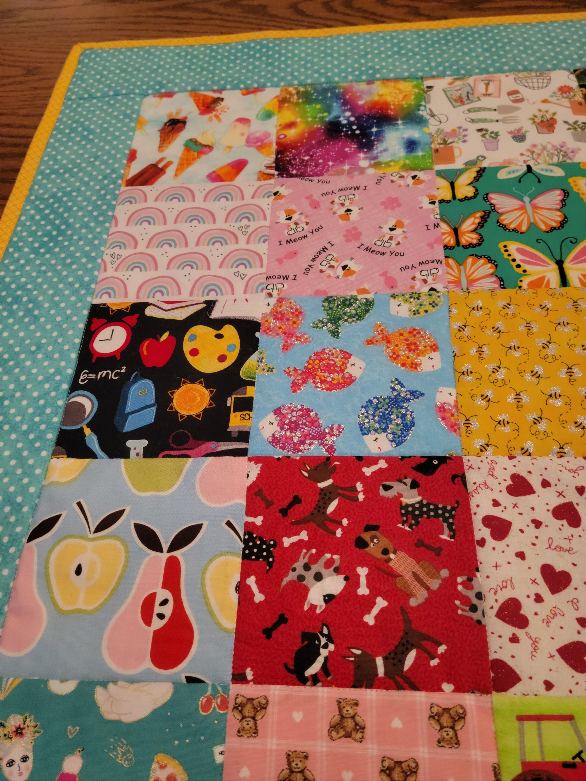 I Spy Baby Quilt, Multi-color Girl Quilted Play Mat, Kids Play Quilt ...