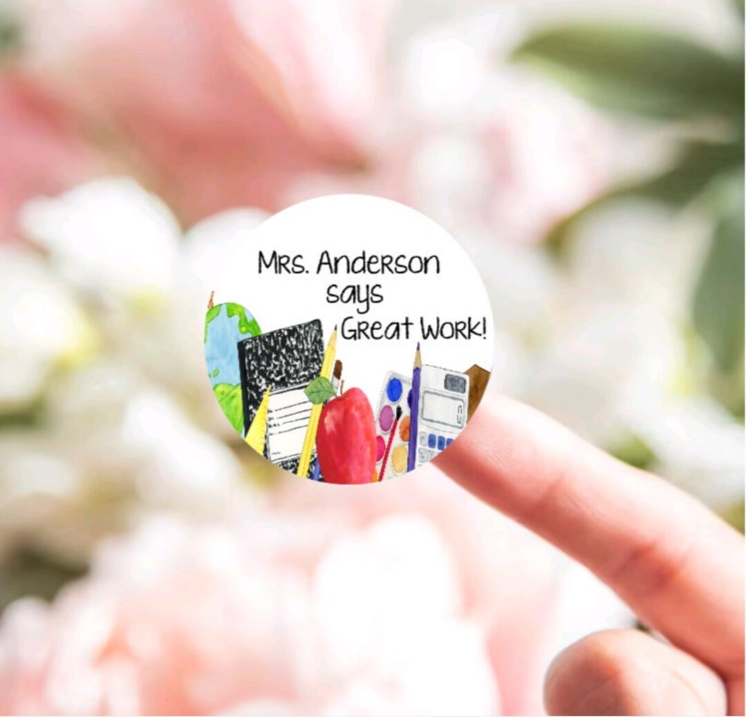 Great Work Custom Teacher Stickers - Personalized Grading Sticker ...