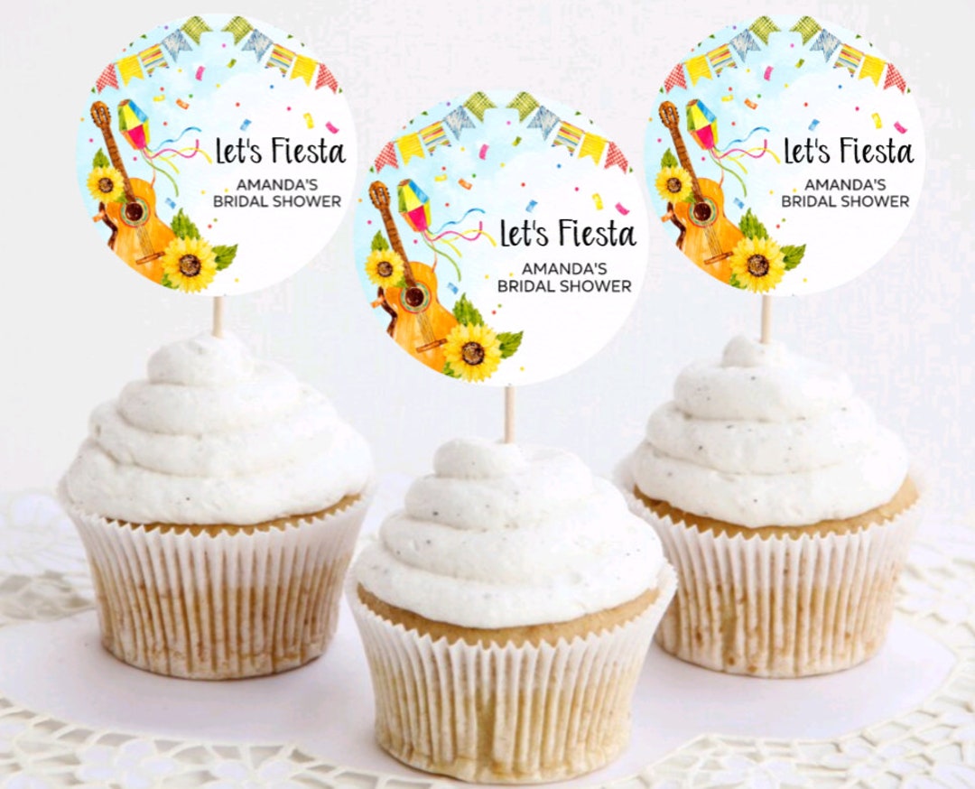 Personalized Bridal Shower Cupcake Topper on Toothpicks - Fiesta Theme ...