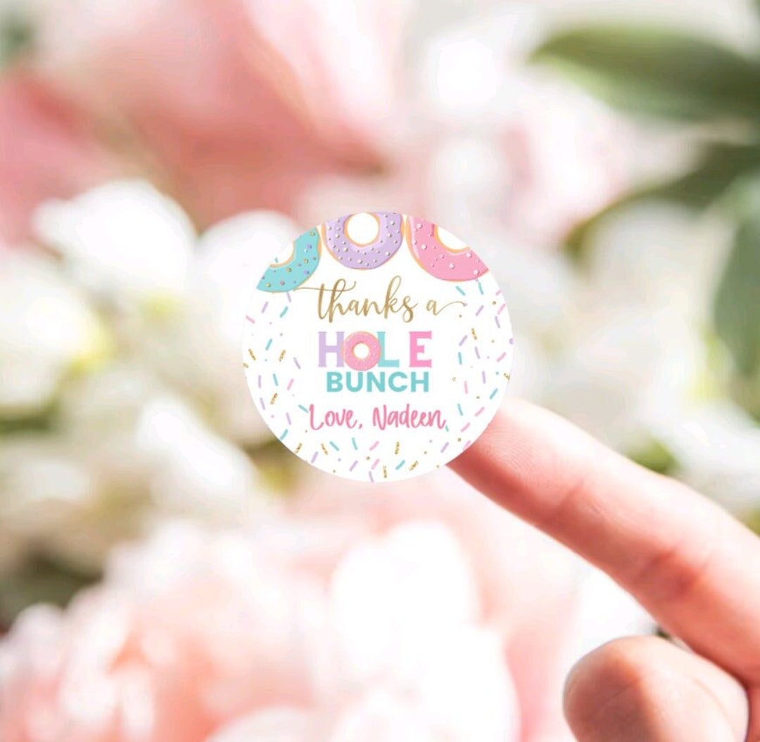 Thanks a Hole Bunch Donut Birthday Personalized Party Stickers - Custom ...