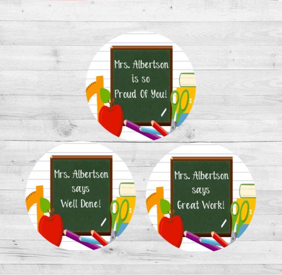 Chalkboard Custom Teacher Stickers - Personalized Grading Sticker ...