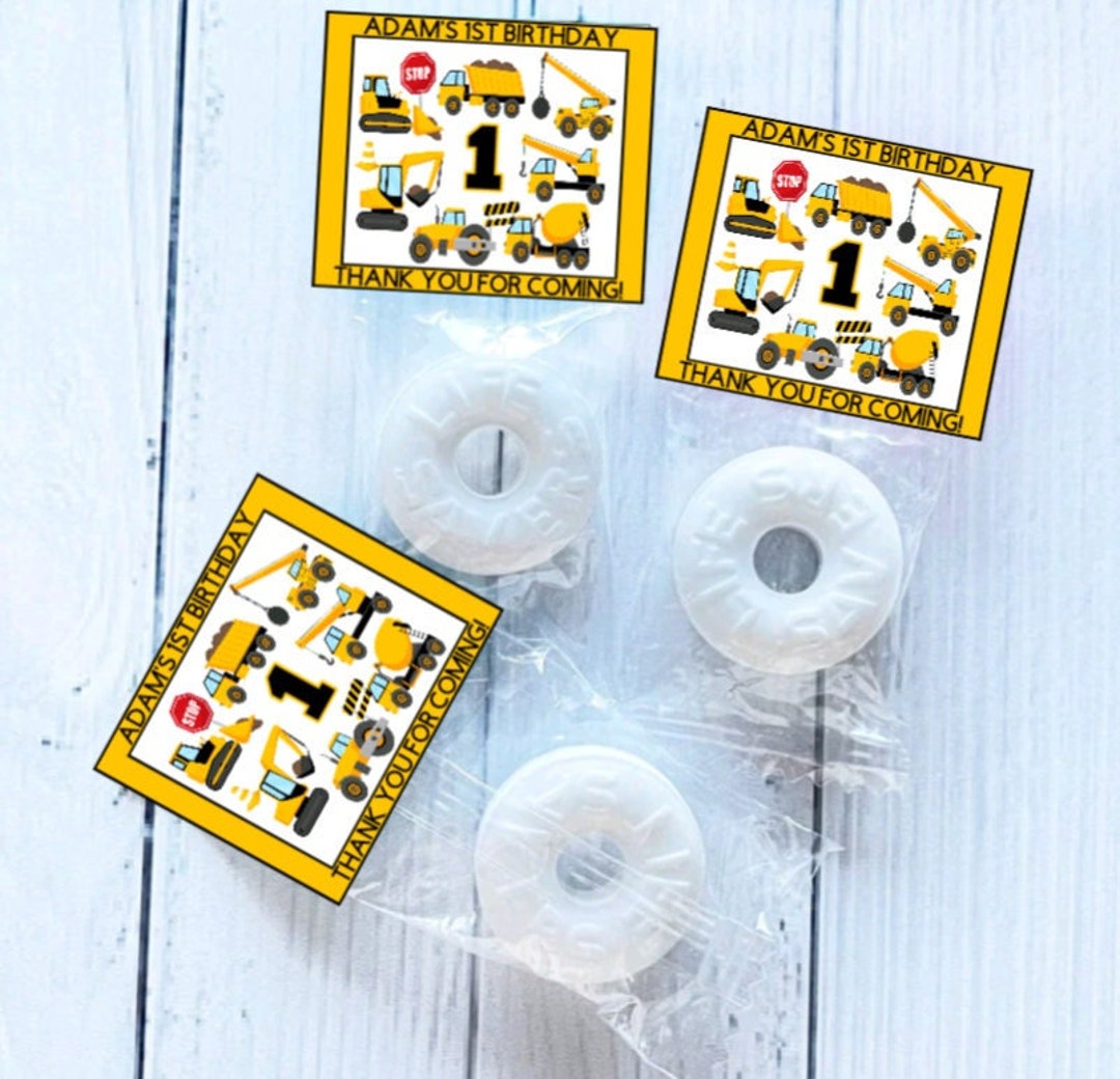 Construction Trucks Lifesaver Favors for Party - Excavator Theme ...