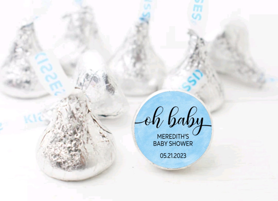 Oh Baby - Baby Shower Kiss Stickers - 80 Blue Boy Theme Baby Shower ...