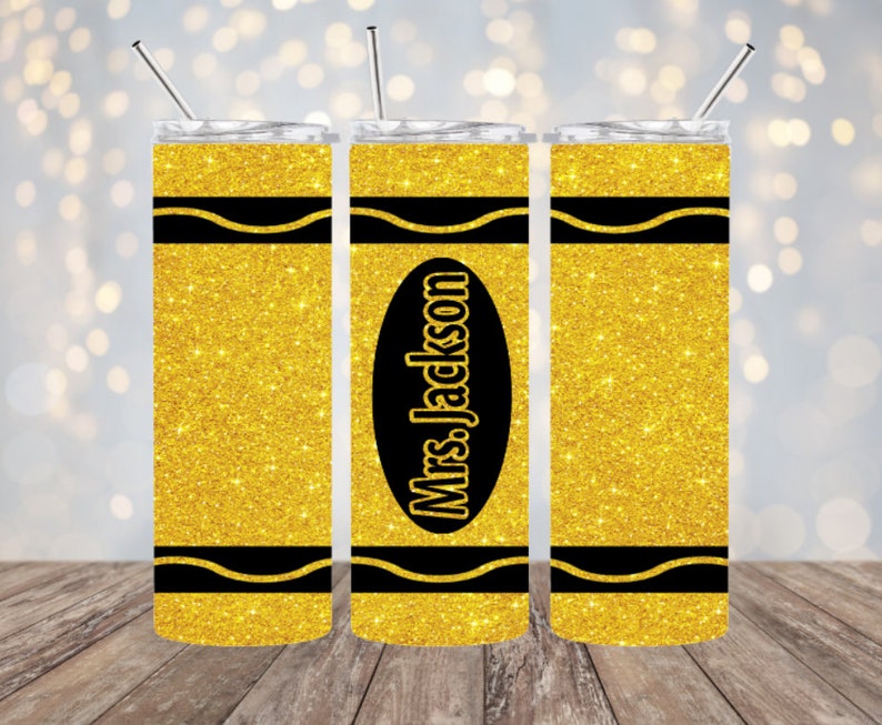Yellow Teacher Crayola Tumbler School Supplies Gift for - Etsy