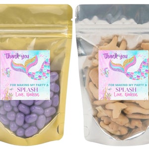 Thank You Mermaid Party Favors - Custom Birthday Treat Bags - Popcorn ...
