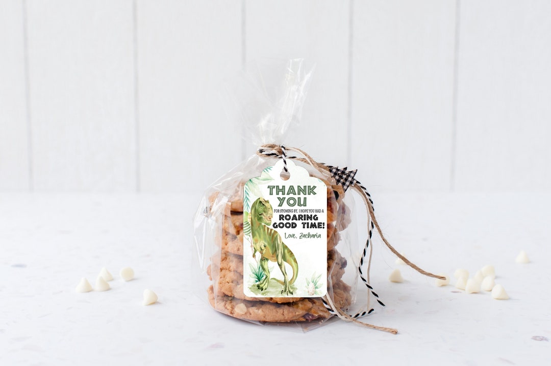 Thank You for Stomping by Dinosaur Birthday Party Favor Gift Tag ...
