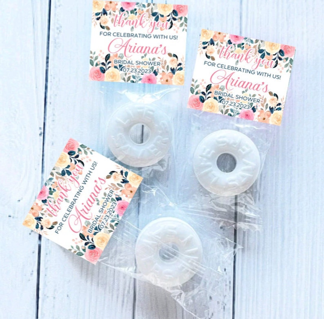 Lifesavers Favor Tags Bridal Shower Blue Floral Theme Thank You Favor ...
