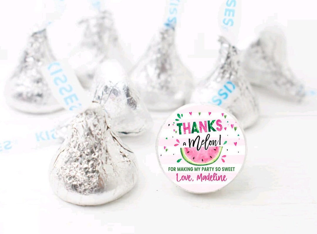 Thanks a Melon Watermelon Birthday Theme Kiss Stickers - Custom 80 ...