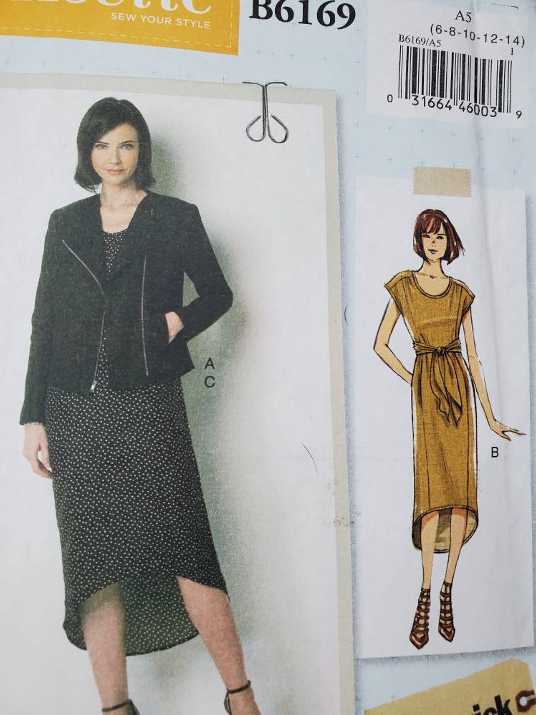 Butterick 6169 Sewing Pattern Sizes 6-8-10-12 14 Jacket and Dress Uncut ...
